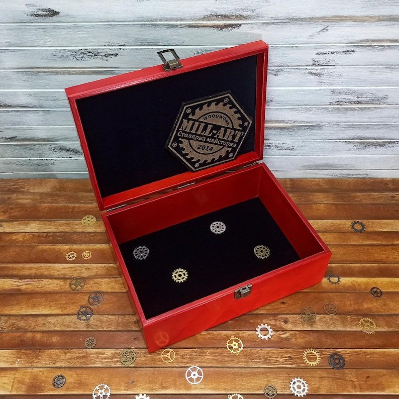 Red Polished Wood Storage Box: Personalized Keepsake - Etsy