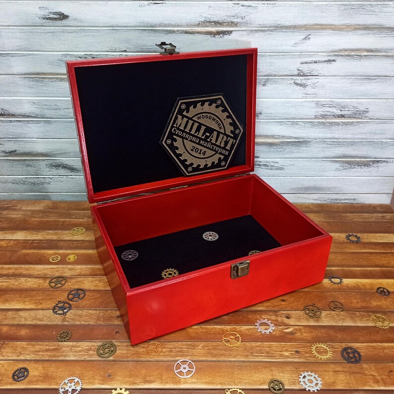 Red Polished Wood Storage Box: Personalized Keepsake - Etsy