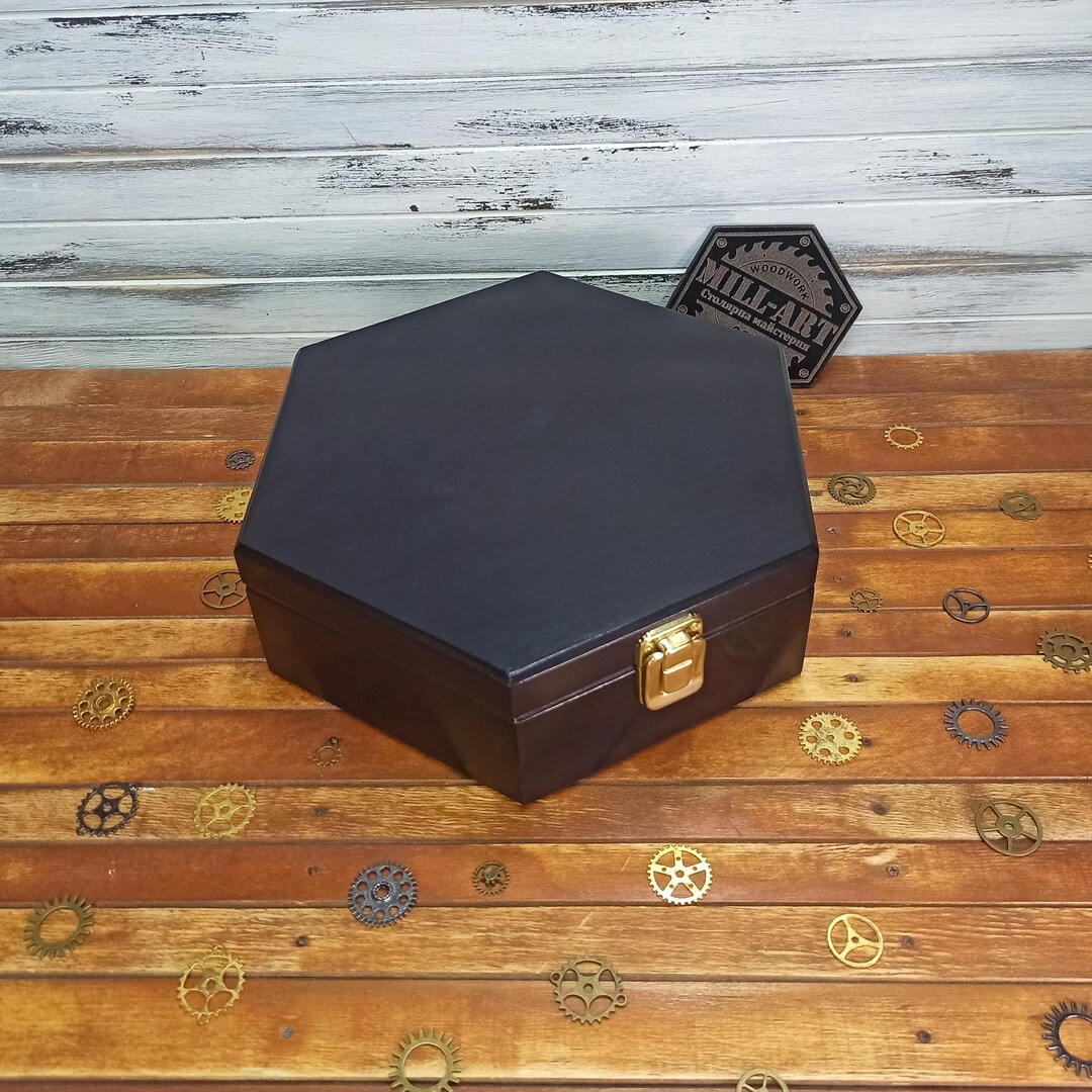 Hexagonal Wooden Box, Six Faces Wood Casket, Storage Box, Keepsake Box ...