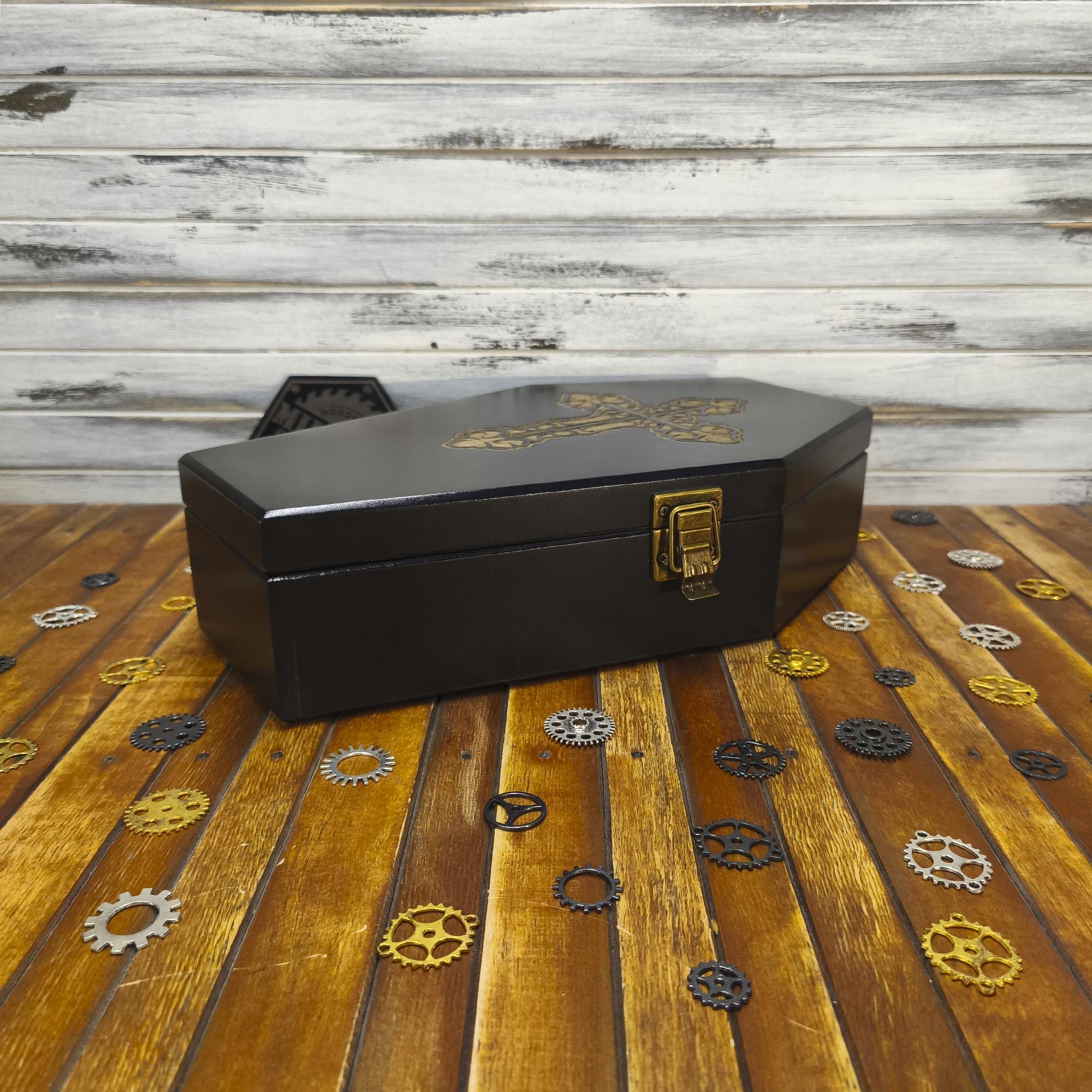 Black Polished Wood Coffin, Wooden Casket Coffin, Storage Coffin ...