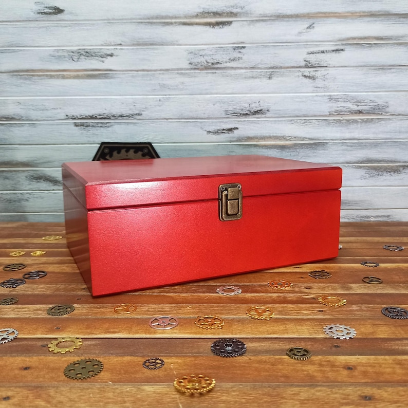 Wooden Box, Storage Box, Keepsake Box, Red Polished Wood Box. - Etsy