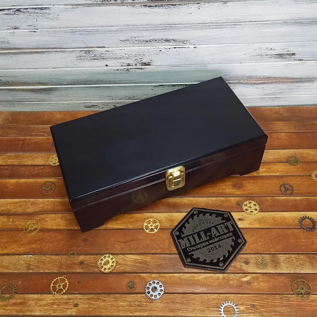 Casket on Legs, Wooden Box, Storage Box, Keepsake Box, Black Polished ...