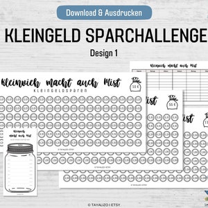 Kleingeld Spar Challenge I 3 Versionen I Einlagen A6 Budgetbinder ...