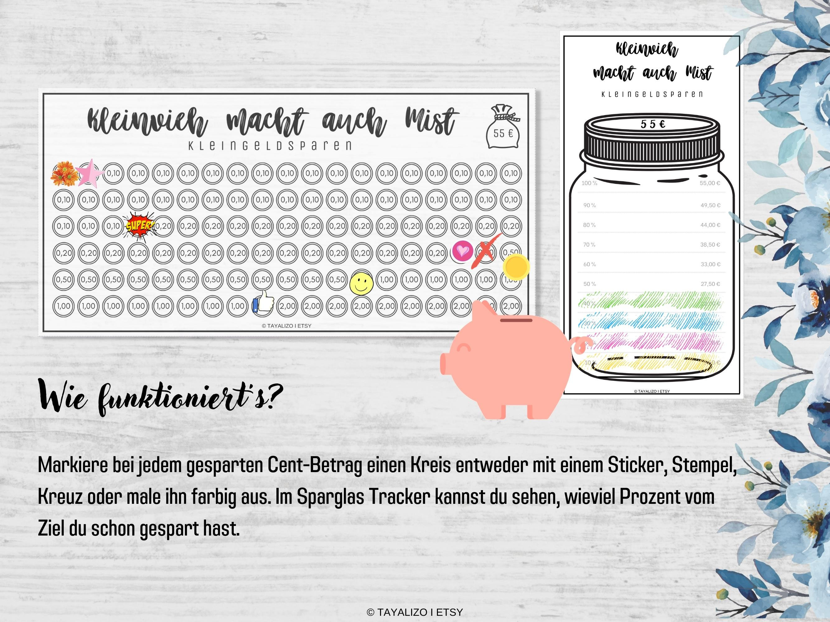 Kleingeld Spar Challenge I 3 Versionen I Einlagen A6 Budgetbinder ...
