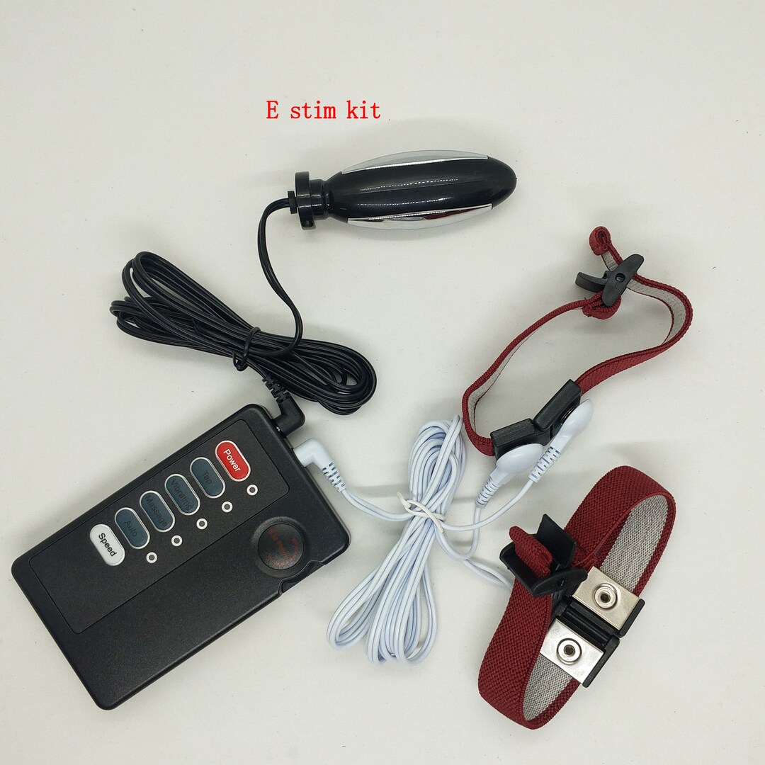Electric Shock E Stim Kit Bipolar Penis Ring Bands and Bipolar Butt ...