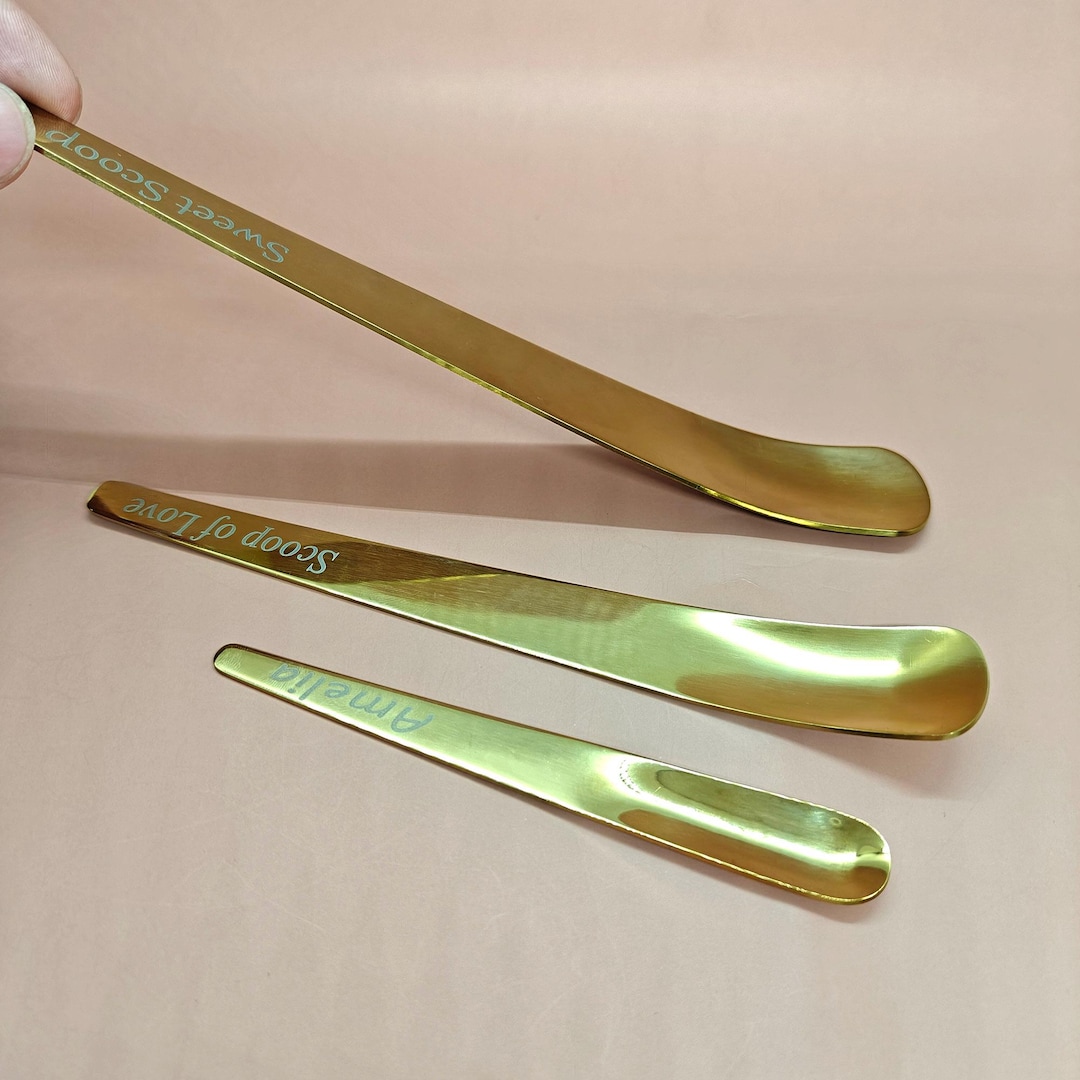 Custom Golden Can Food Spoon,personalized Stainless Steel Dessert Scoop ...