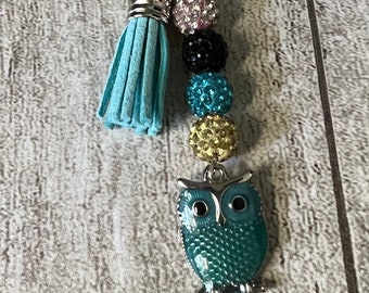 Rhinestone Owl Keychain - Etsy