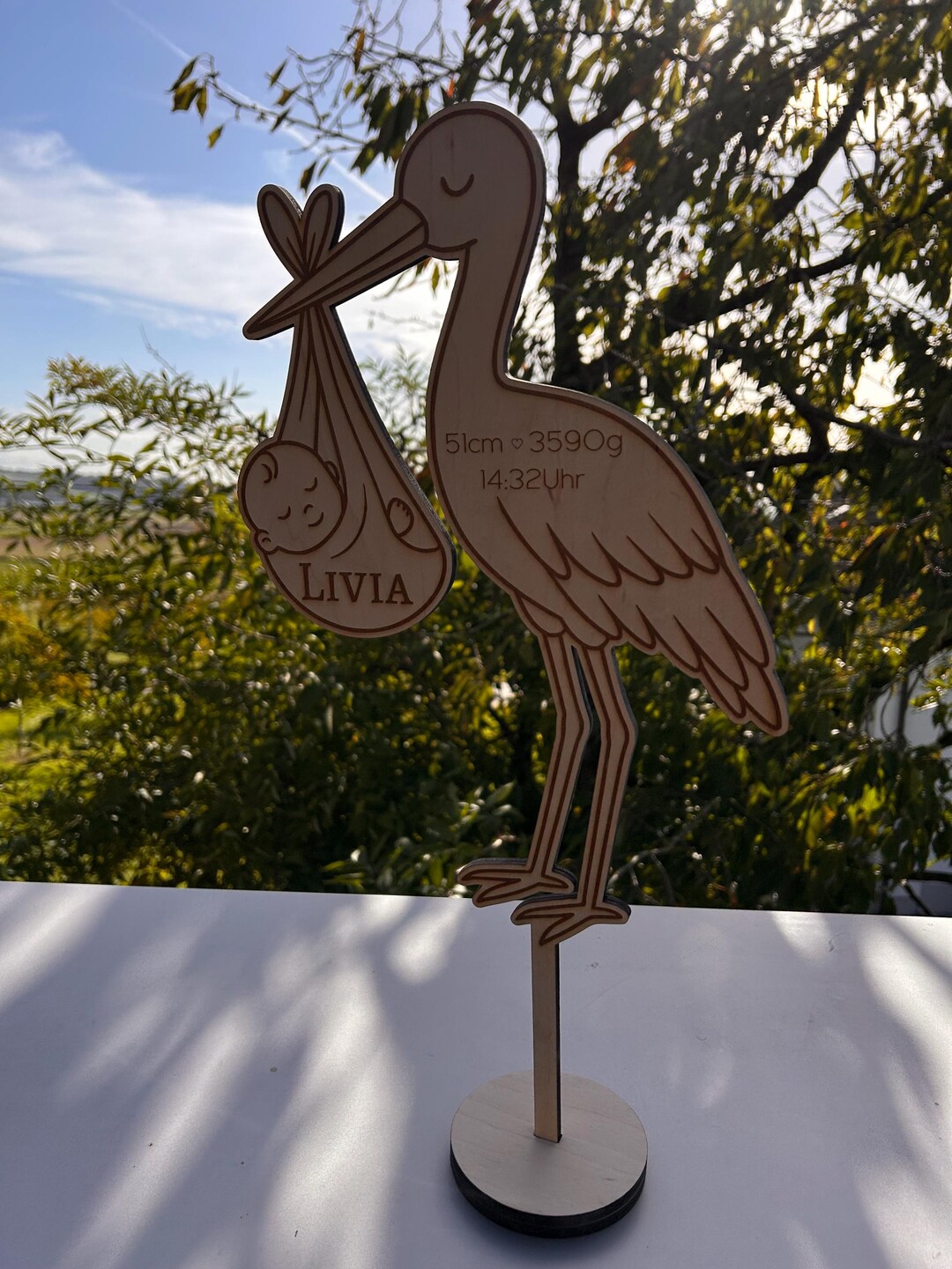 LASER FILE - Stork With Baby | Cutting File for 3 Mm & 6 Mm Wood | CNC ...
