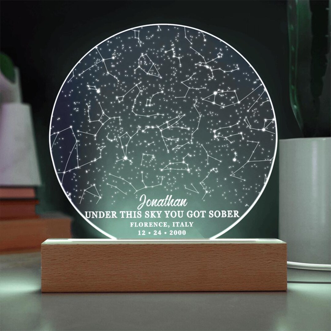 Custom Sobriety Star Map Plaque, Personalized Addiction Recovery ...