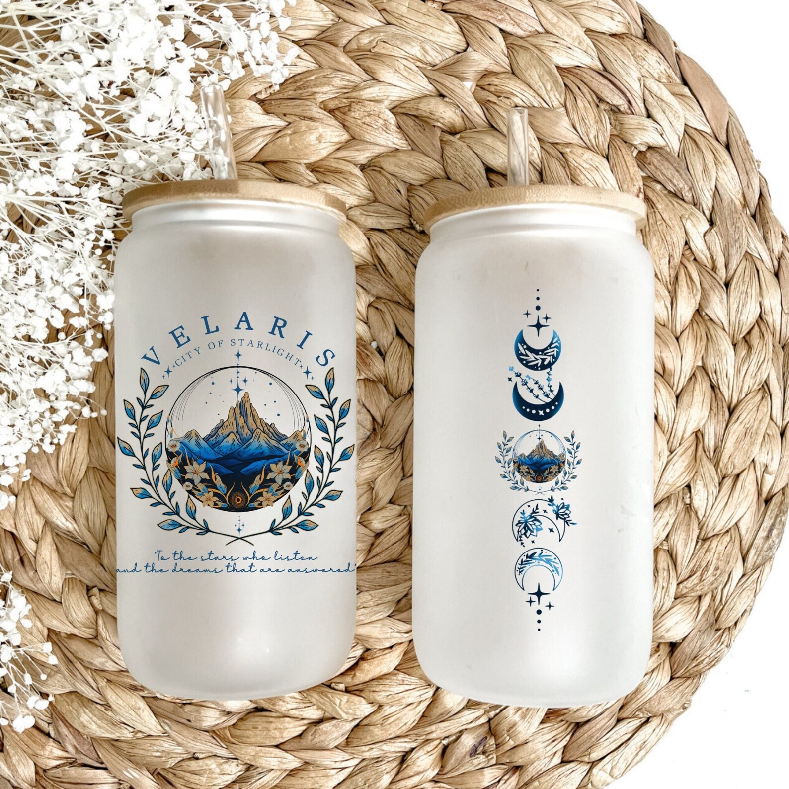 Velaris City of Starlight Glass Mug, ACOTAR Iced Coffee Cup, the Night ...