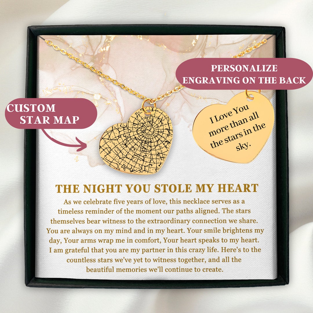 5 Year Anniversary Star Map by Date Necklace, 5th Year Wedding ...