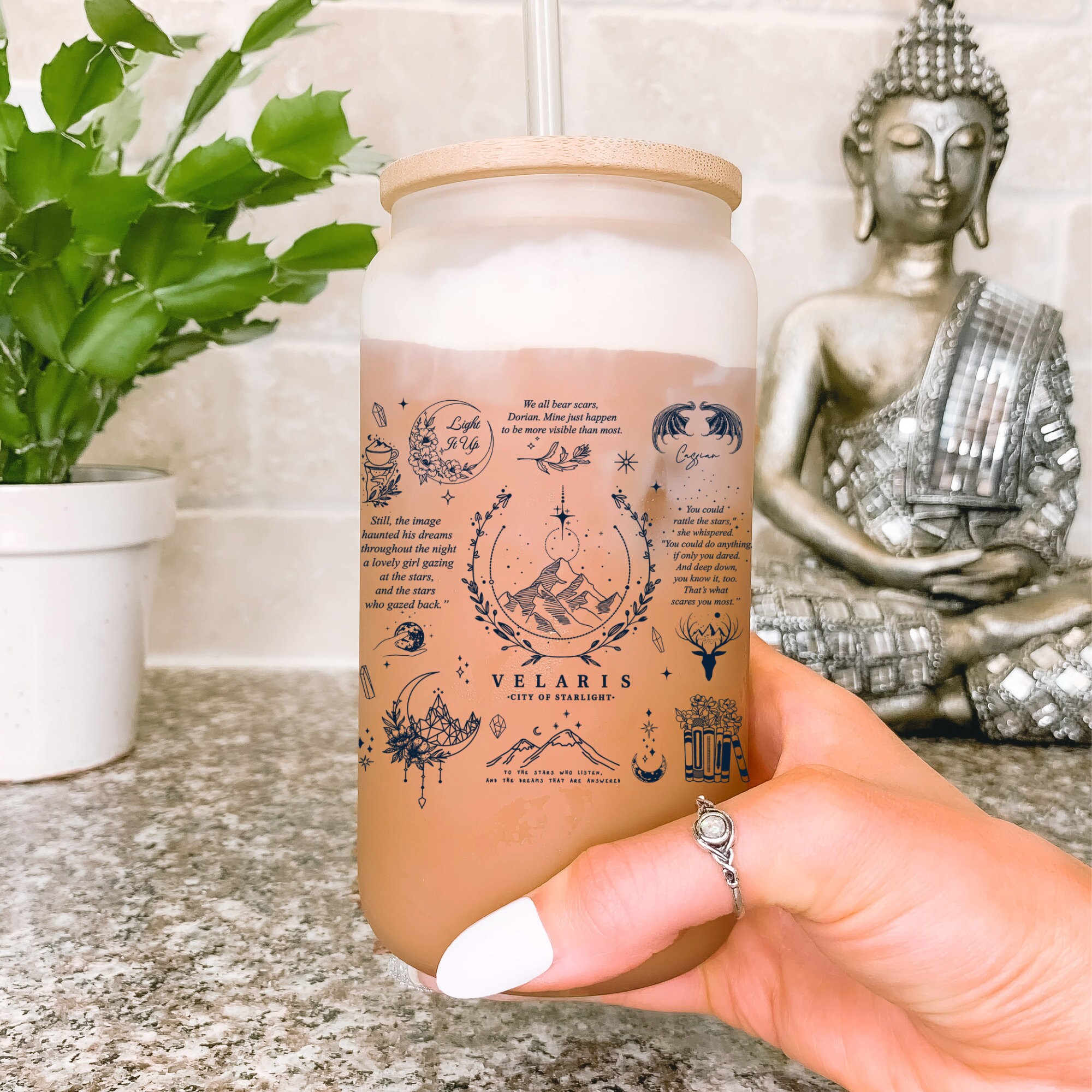 Velaris City of Starlight Glass Mug, ACOTAR Iced Coffee Cup, the Night ...