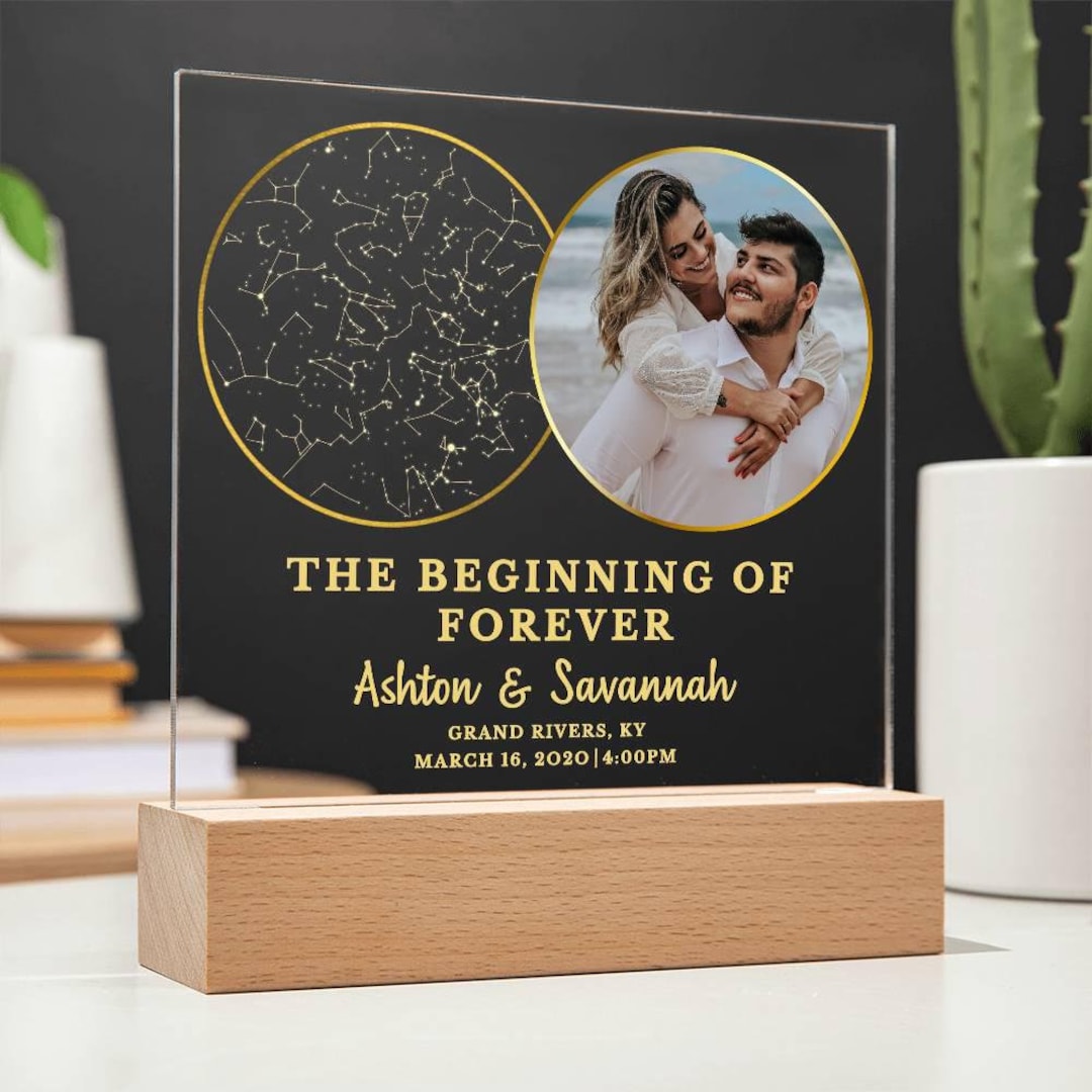 Fiance Gift for Him Custom Star Map by Date Personalized Anniversary ...