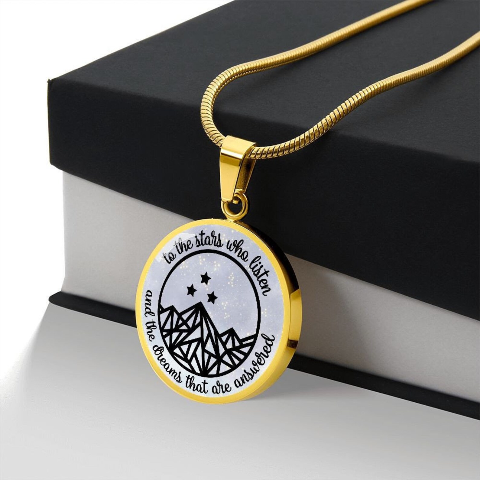 Acotar Starry Mountains Night Court Pendant Necklace, Velaris Bookish ...
