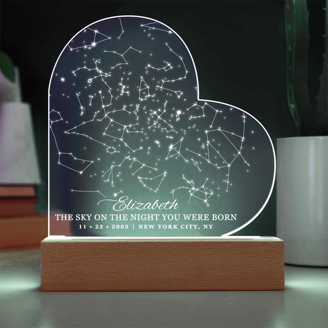 Custom Star Map by Date Heart Plaque for Teenage Girl, Sentimental Gift ...
