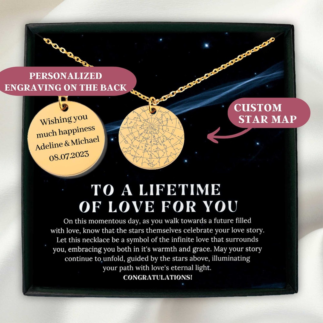 Custom Star Map Necklace for Bride Personalized Wedding Day Gift ...