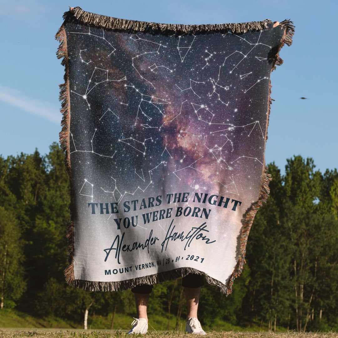 The Stars on the Night You Were Born Custom Star Map Blanket ...