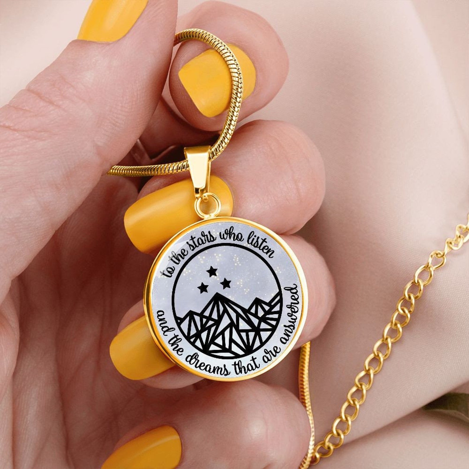 Acotar Starry Mountains Night Court Pendant Necklace, Velaris Bookish ...