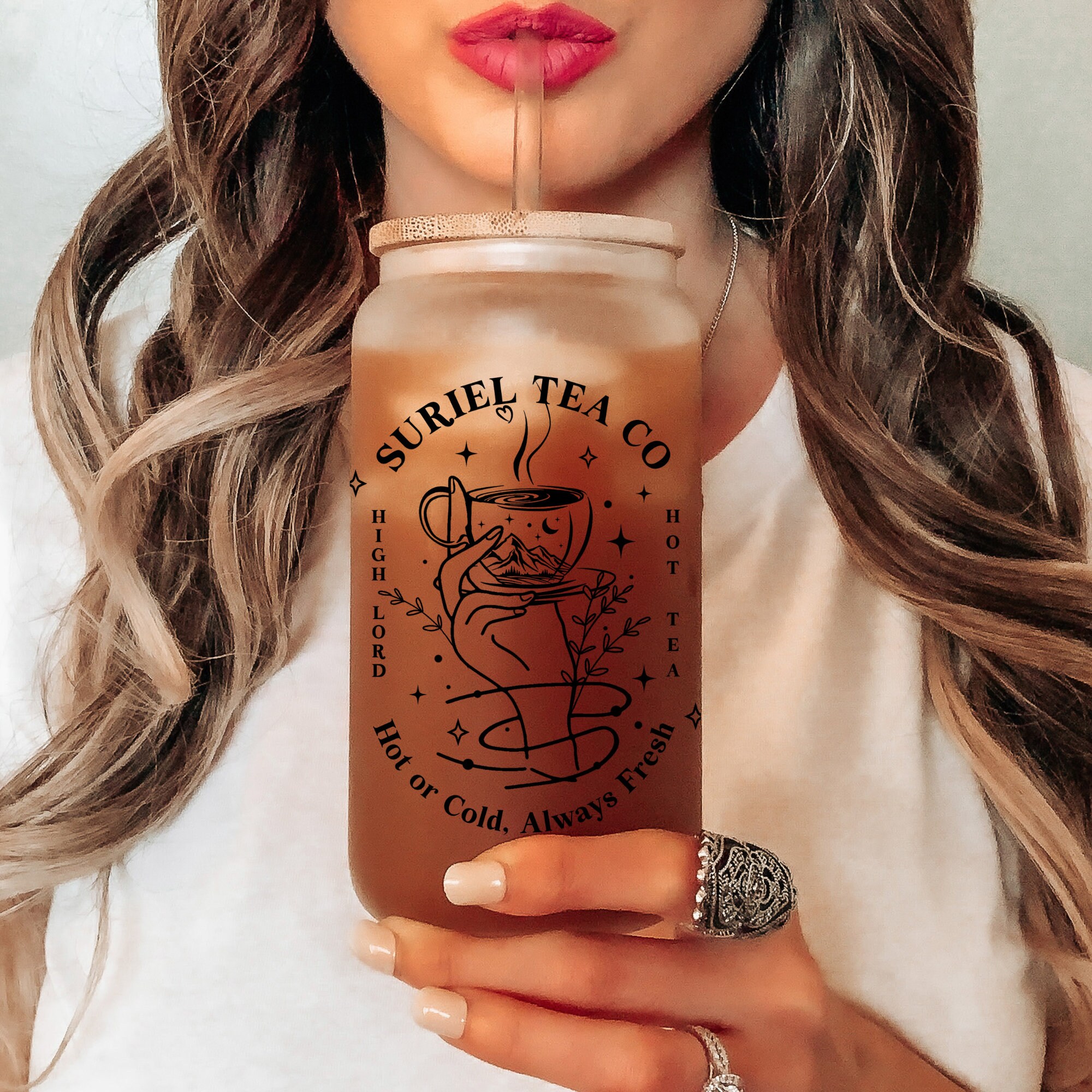 ACOTAR Suriel Tea Co Tumbler, Sarah J Maas Inspired 16 Oz Glass Can ...