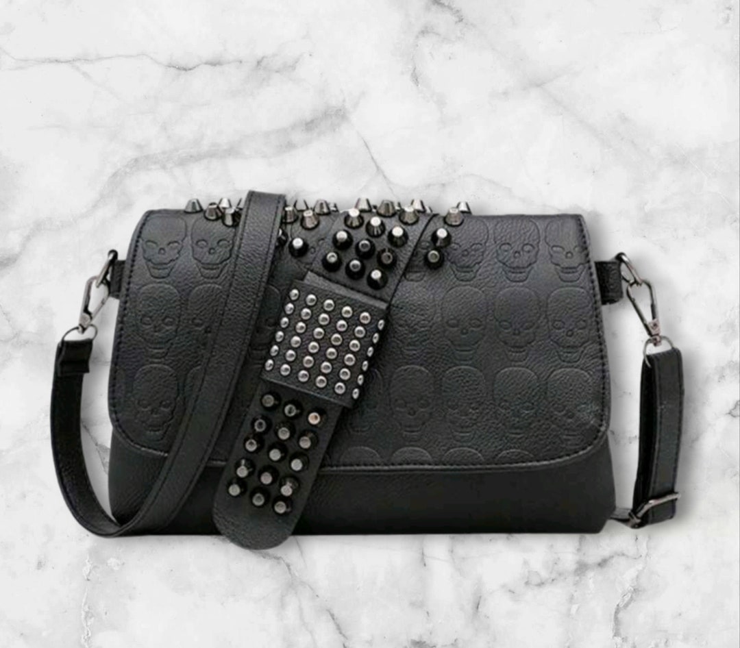 Gothic Crossbody Bag, Skull Studded Décor Rivet Handbags, Vintage ...