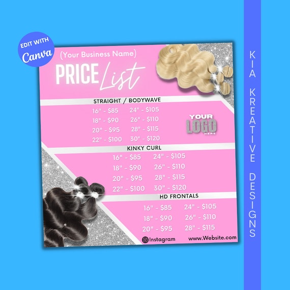 DIY Hair Price List Flyer DIY Flyer Hair Price List Flyer - Etsy