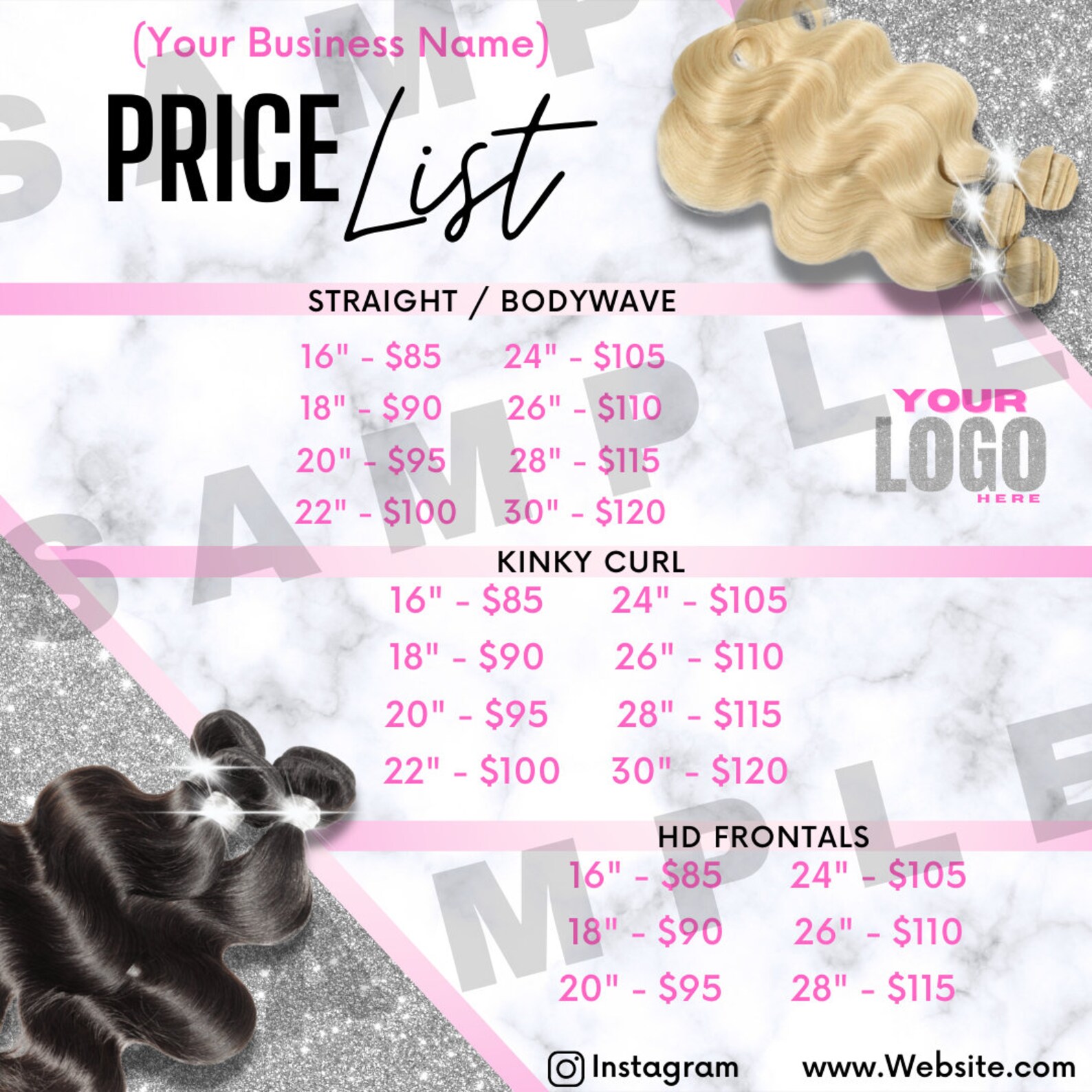 DIY Hair Price List Flyer | DIY Flyer | Hair Price List Flyer | Hair ...