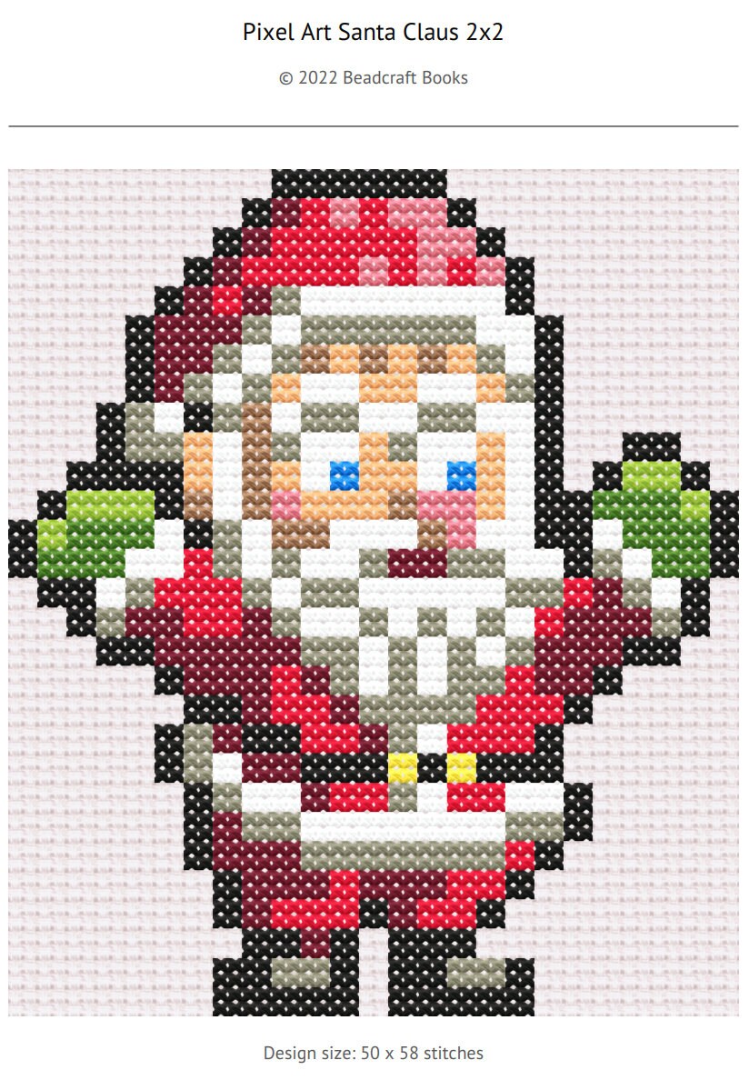 Cross Stitch Santa Clause Easy Pixel Art Christmas Pattern in Three ...