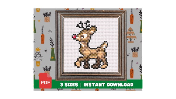 Cross Stitch Rudolph the Reindeer Easy Pixel Art Christmas - Etsy