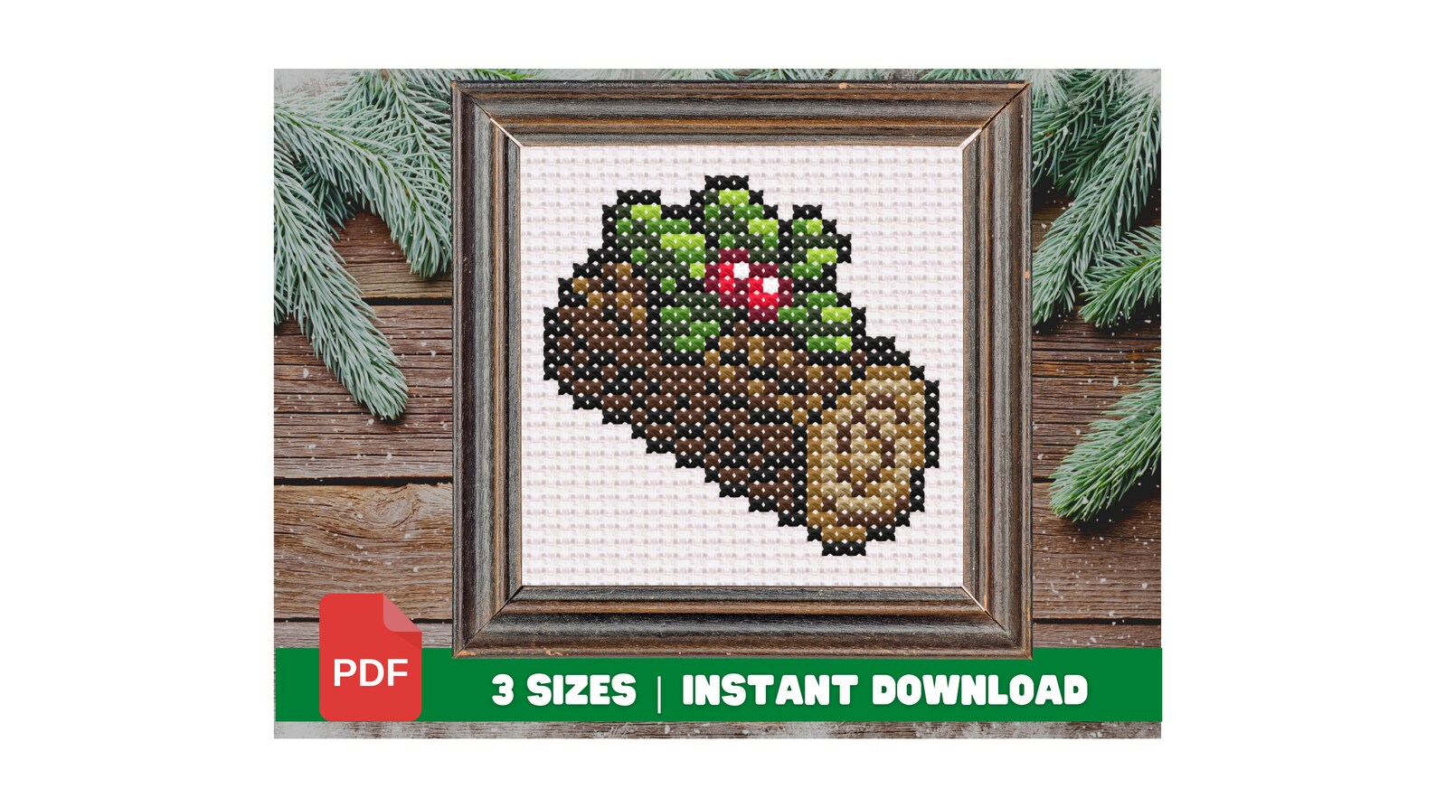 Cross Stitch Yule Log - Easy Pixel Art Christmas Pattern in Three Sizes ...