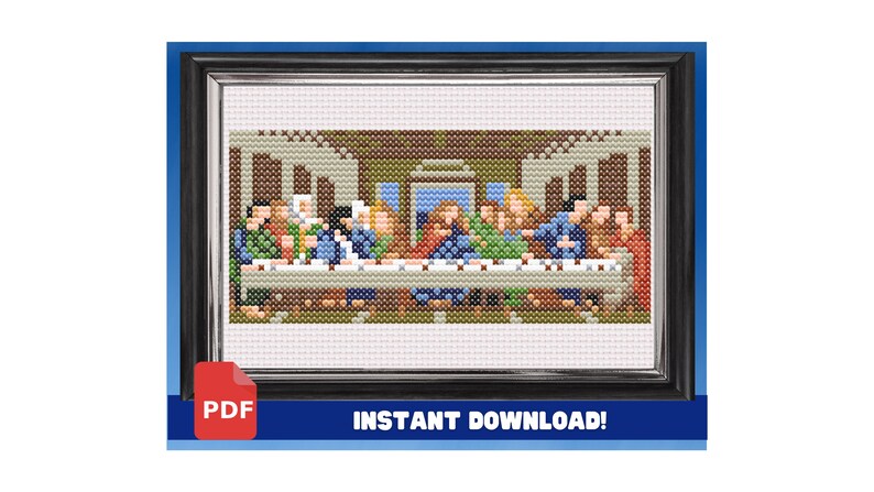 Cross Stitch the Last Supper - Masterpiece Pixel Art Pattern - PDF ...