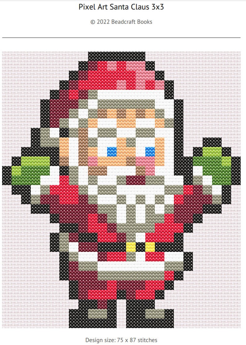 Cross Stitch Santa Clause - Easy Pixel Art Christmas Pattern in Three ...