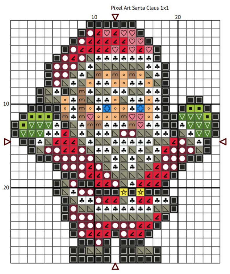 Cross Stitch Santa Clause - Easy Pixel Art Christmas Pattern in Three ...