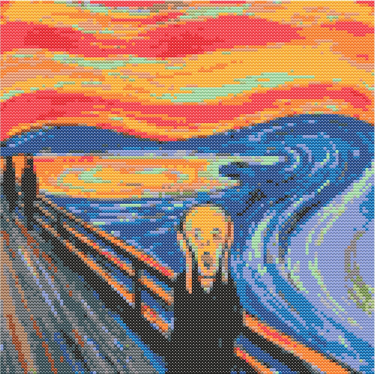 Cross Stitch the Scream - Masterpiece Pixel Art Pattern - PDF Download ...