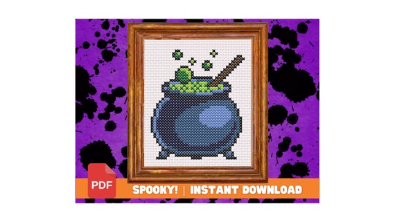 Cross Stitch Cauldron Easy Spooky Pixel Art Pattern for - Etsy