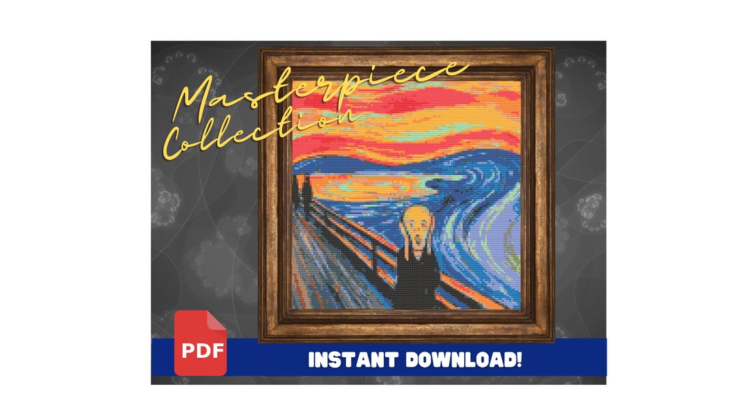 Cross Stitch the Scream - Masterpiece Pixel Art Pattern - PDF Download ...