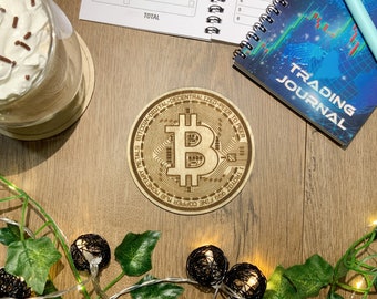 Laser Cut Wooden Coaster. Bitcoin BTC Cryptocurrency Unique Gift ...