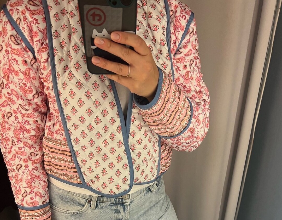 Quilted Jacket Floral Pattern Patchwork Boho Quilted Jacket for Autumn ...