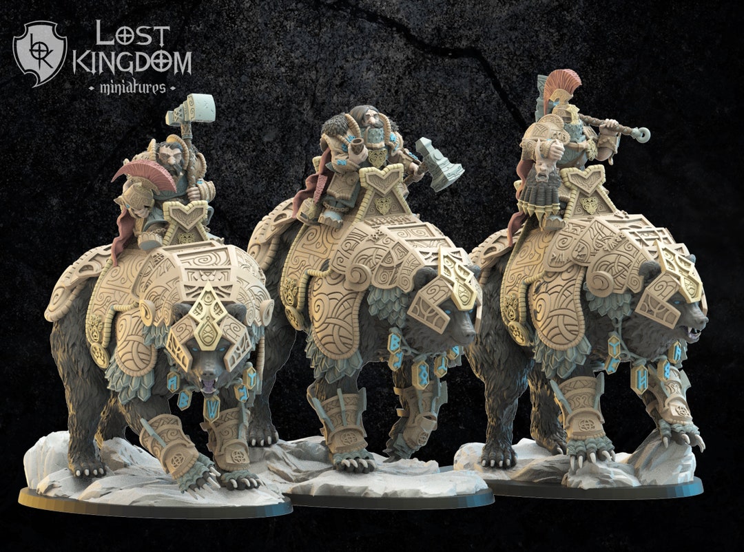 Lost Kingdom Miniatures Dwarf Bear Riders X3 3D PRINTED MINIATURES - Etsy