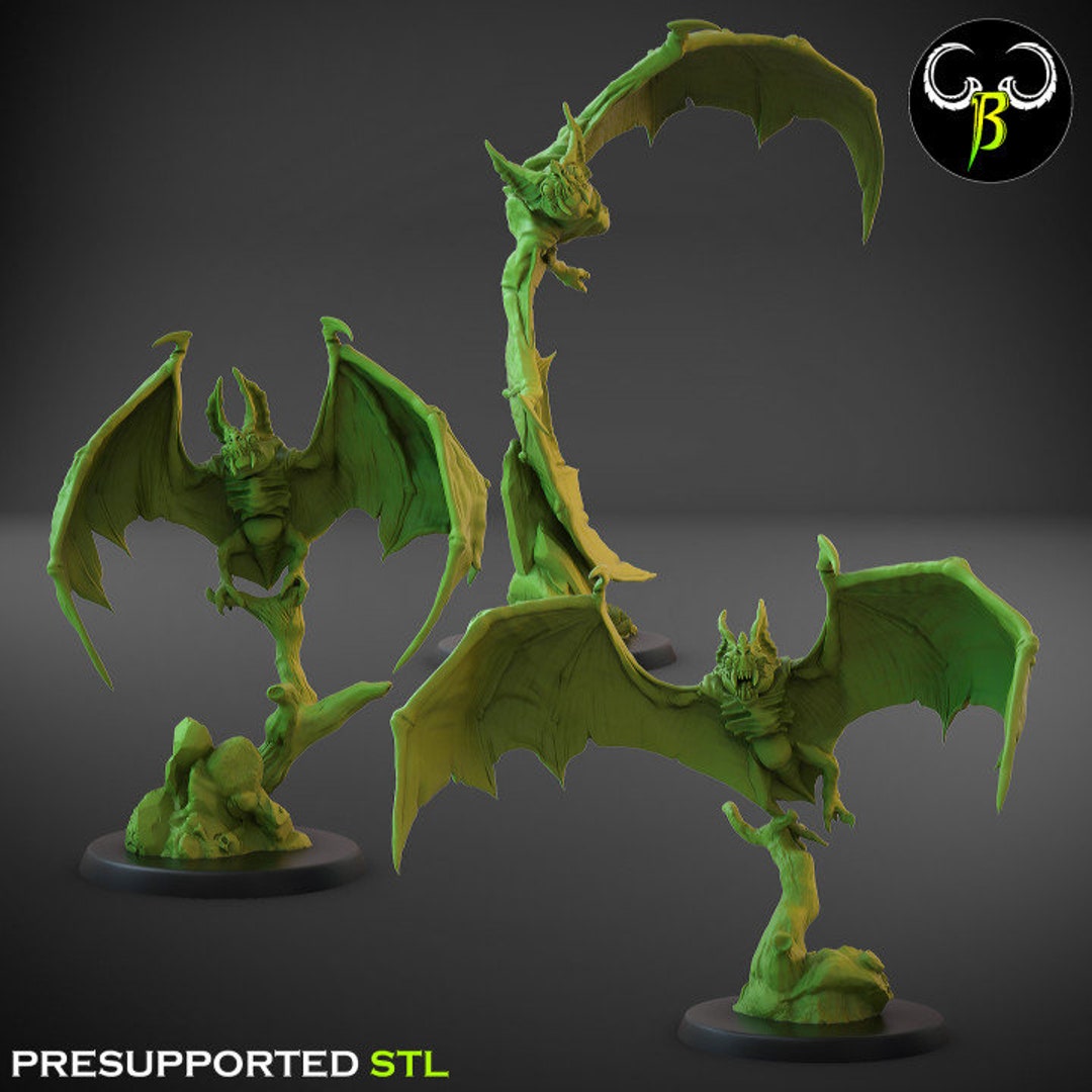 Undead Flying Terrors Fell Bats B From Clay Beast Creation 3D PRINTED ...