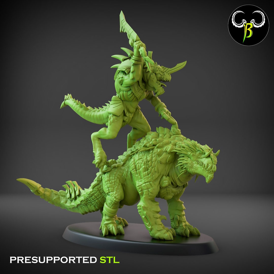 Lizardmen Saurian Stellar Mounted From Clay Beast Creation 3D PRINTED ...
