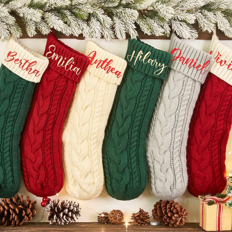 Embroidered Stocking - Etsy