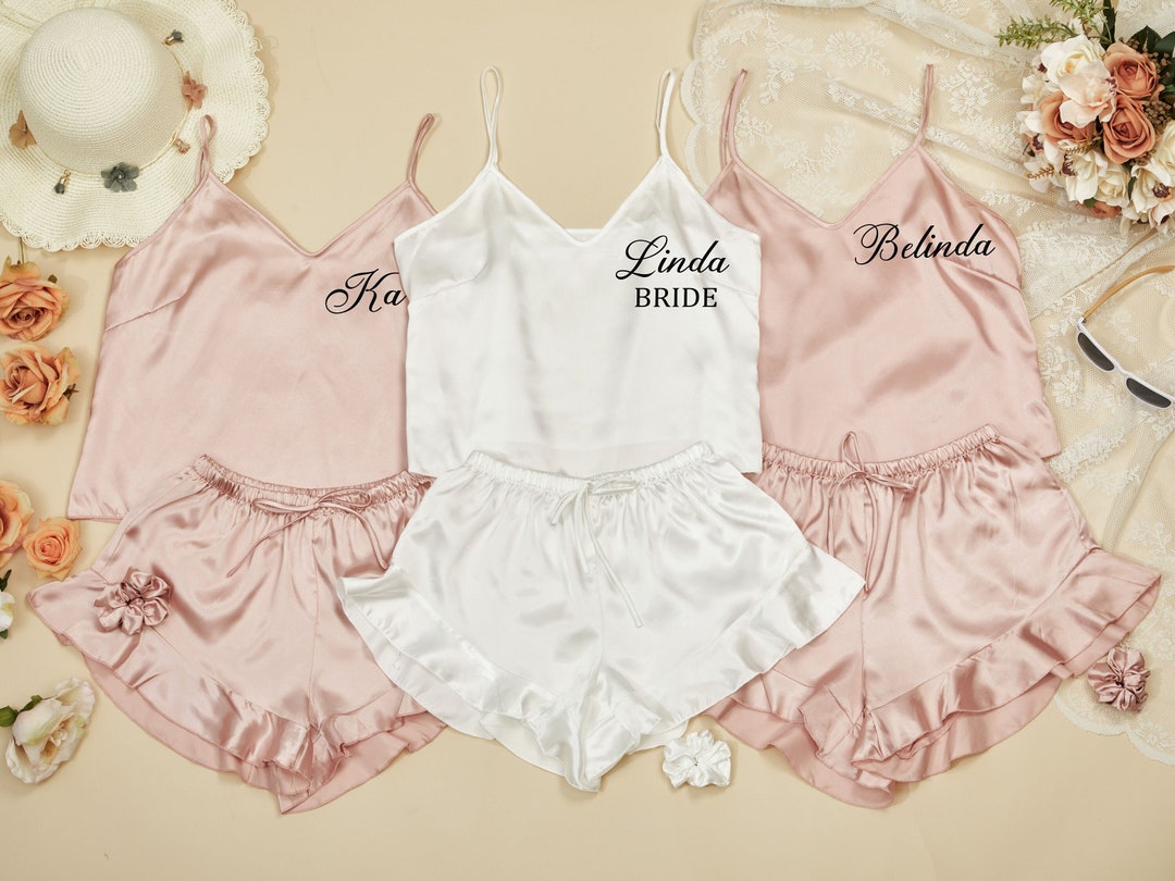 Personalised Bridal Party Pajamas Camisole Set, Wedding Bridesmaid Pjs ...