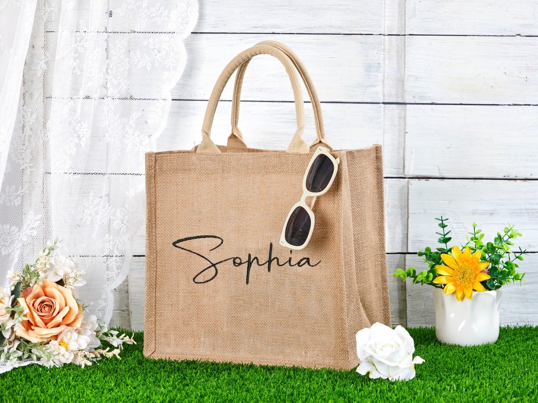 Custom Beach Bag, Personalized Burlap Bag, Name Jute Bag, Bride Wedding ...
