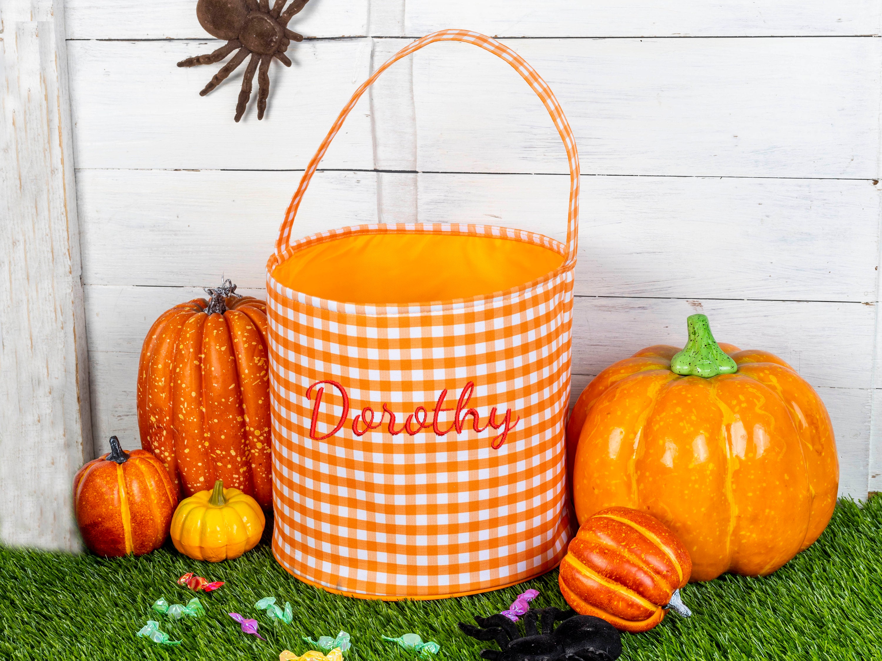 Personalized Halloween Basket, Embroidered Halloween Bucket, Trick or ...