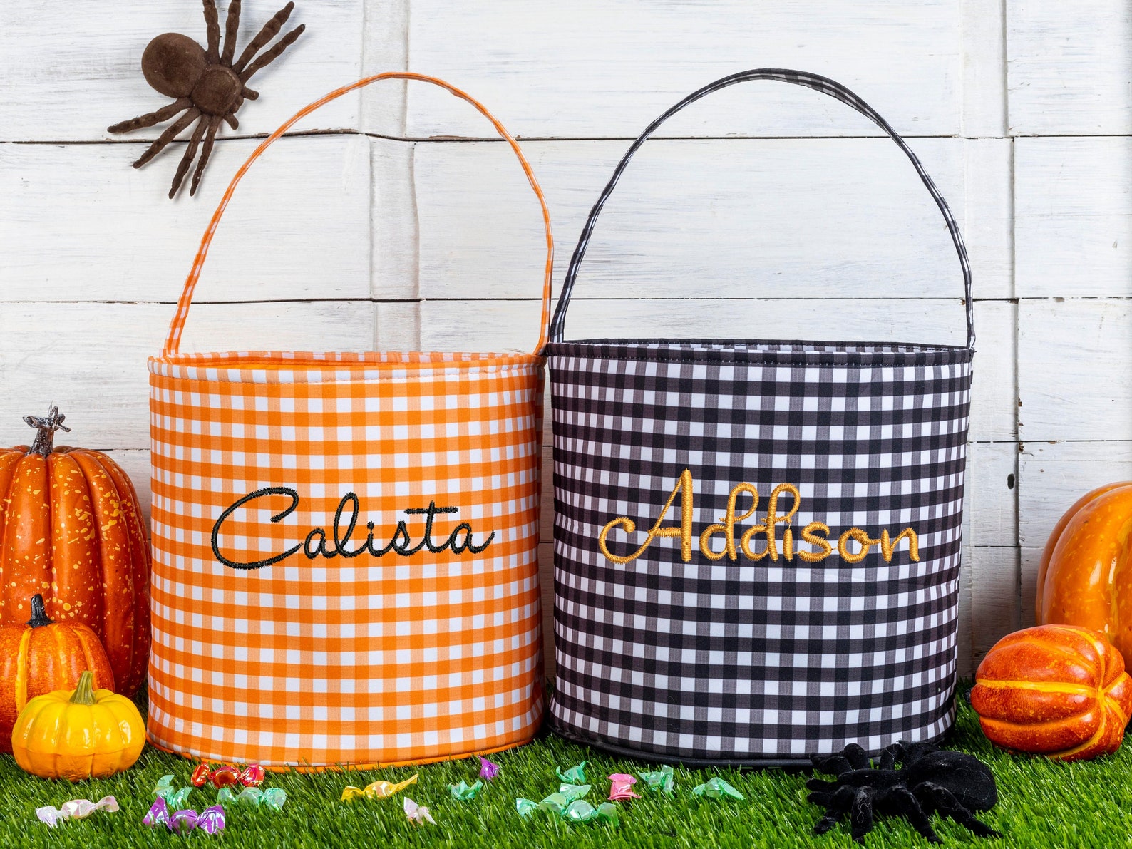 Personalized Halloween Basket, Embroidered Halloween Bucket, Trick or ...