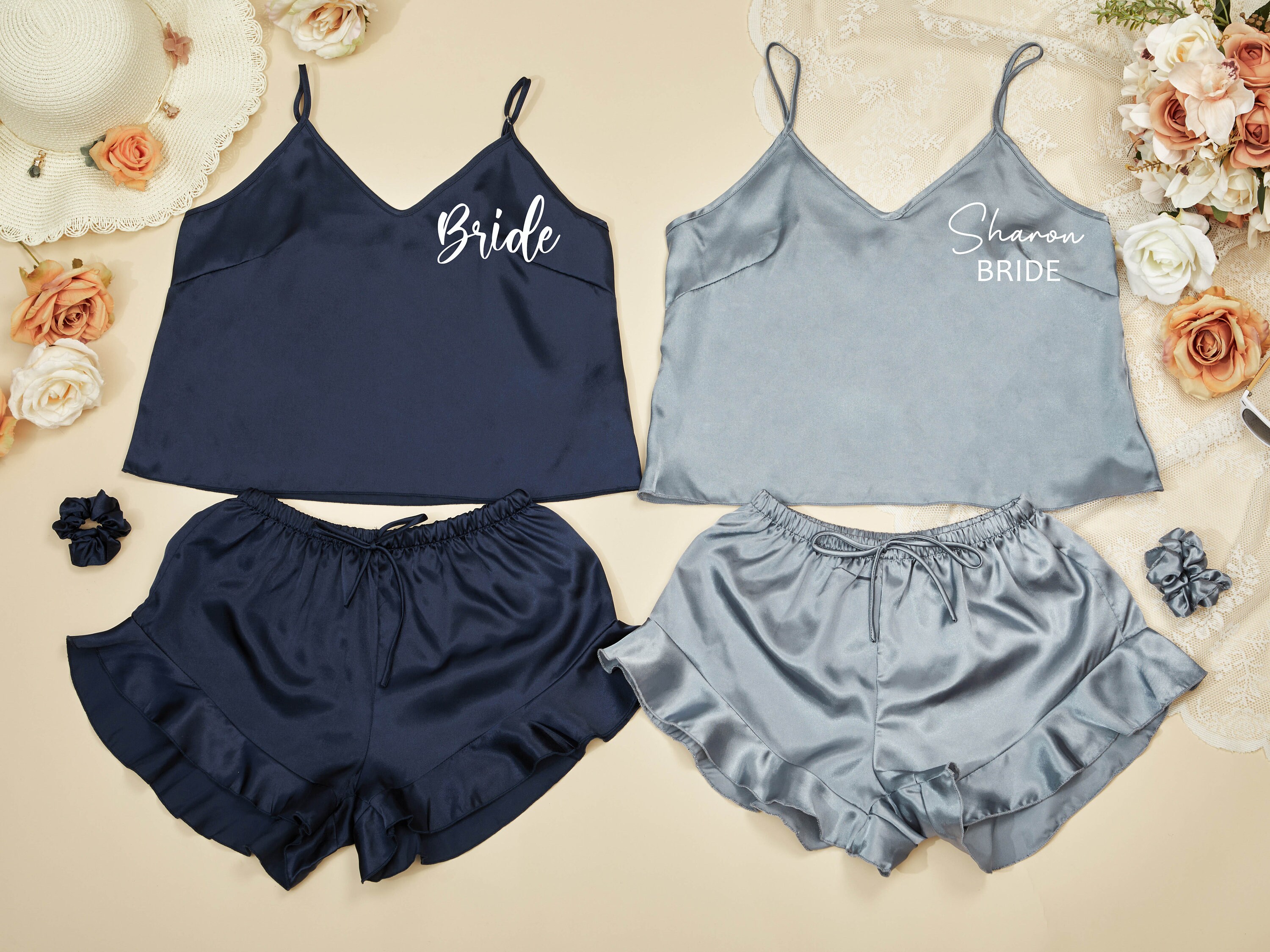 Personalised Bridal Party Pajamas Camisole Set, Wedding Bridesmaid Pjs ...