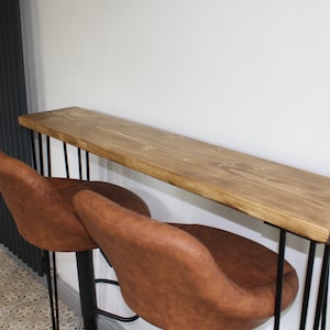 Wooden Breakfast Bar With Hairpin Legs, Scaffold Board, Kitchen Table ...