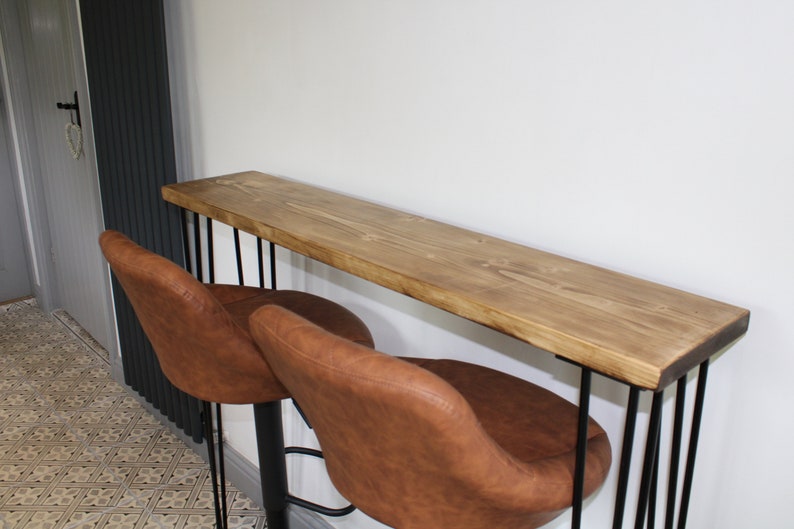 Wooden Breakfast Bar With Hairpin Legs, Scaffold Board, Kitchen Table ...