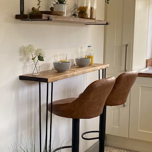 Wooden Breakfast Bar With Two Hairpin Legs, Scaffold Board, Kitchen ...
