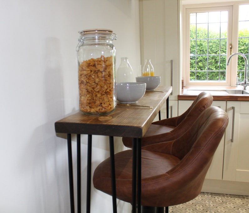 Wooden Breakfast Bar With Hairpin Legs, Scaffold Board, Kitchen Table ...